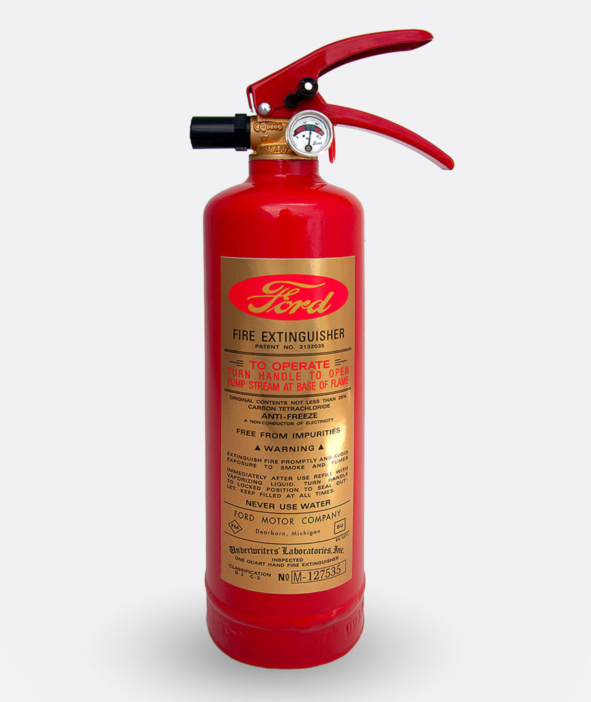 Ford Fire Extinguisher sticker (gold-red) - WESKCAR | Designer for Driver