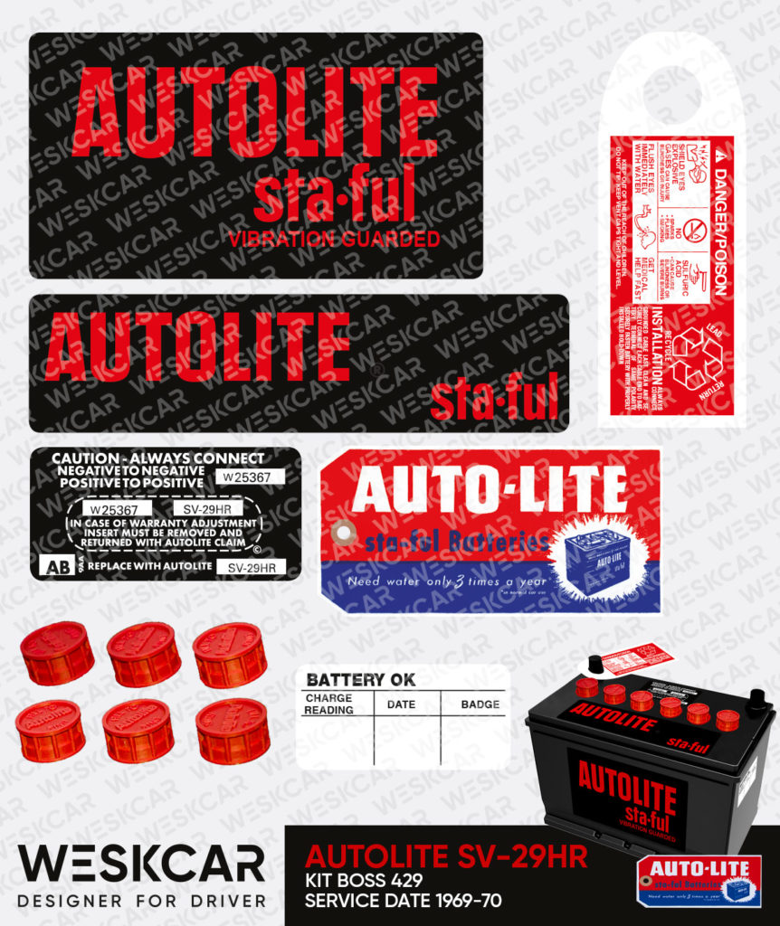 Autolite Battery Group 29 SV-29HR red (1969-70) Push in Caps kit - WESKCAR