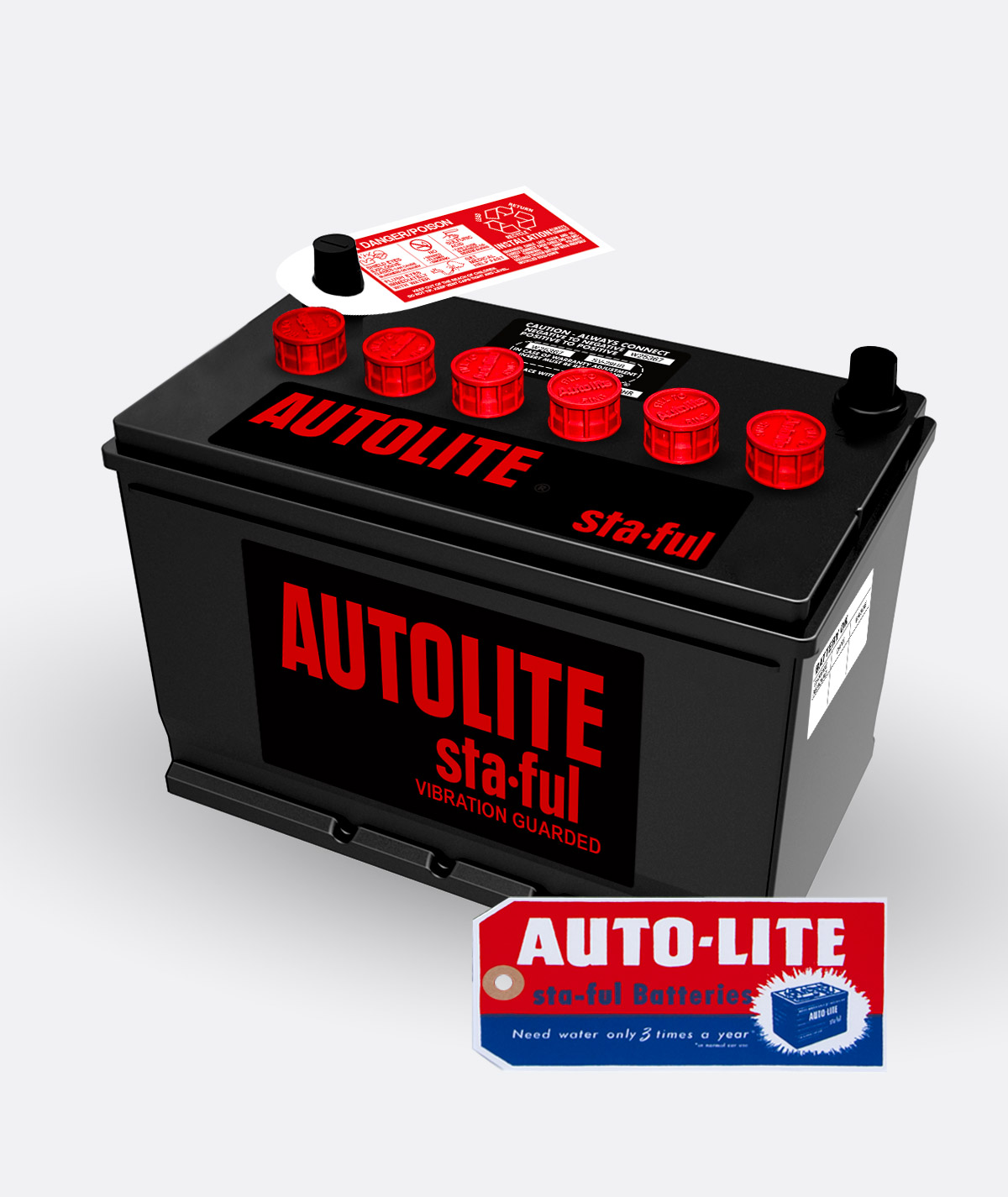 Autolite Battery Group 29 SV-29HR red (1969-70) Glue Caps kit - WESKCAR