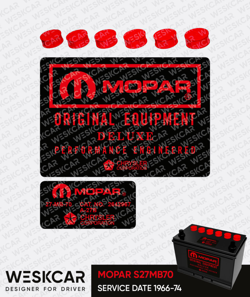 Mopar Battery S27M red (1966-74) Glue Caps kit - WESKCAR