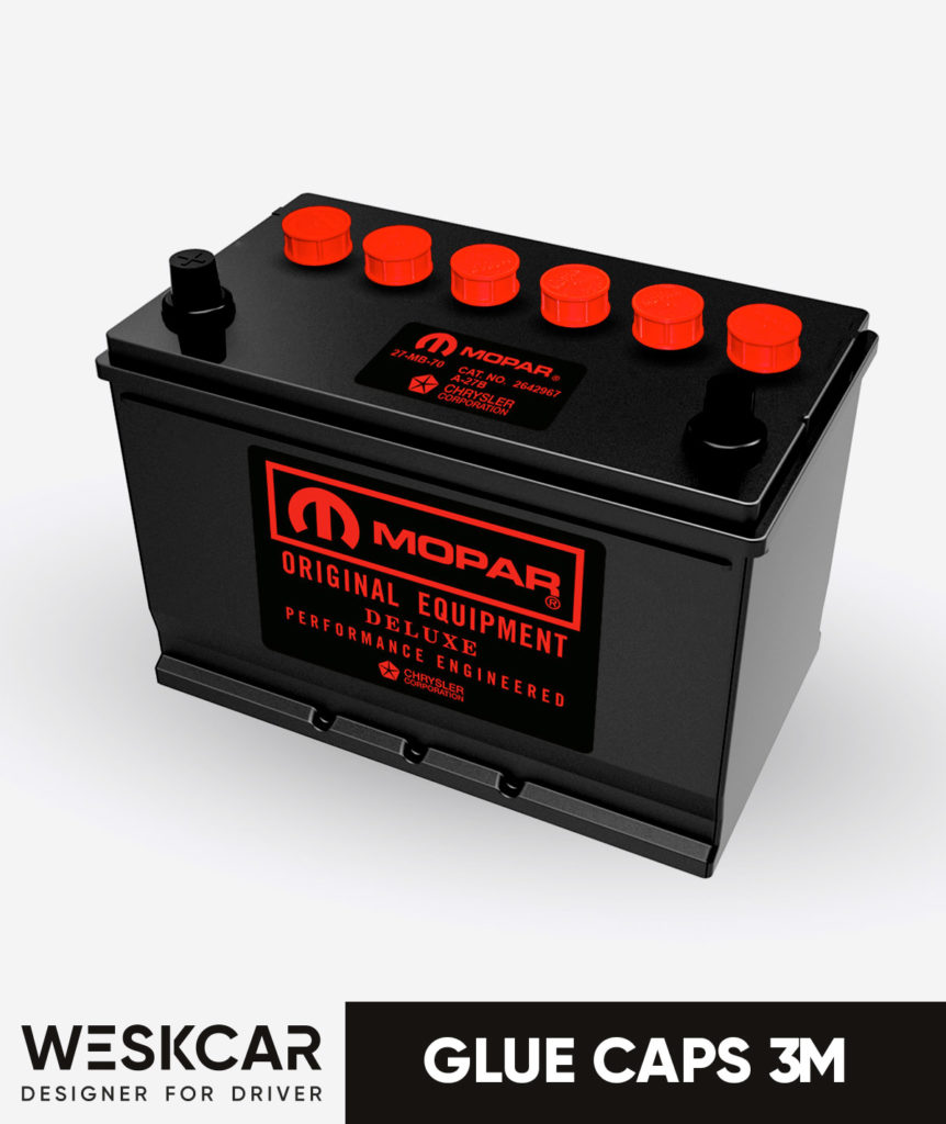 Mopar Battery S27M red (1966-74) Glue Caps kit - WESKCAR