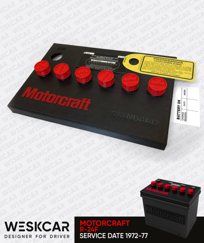 Motorcraft Battery Red Group 24 R-24F (1972-77) Battery topper