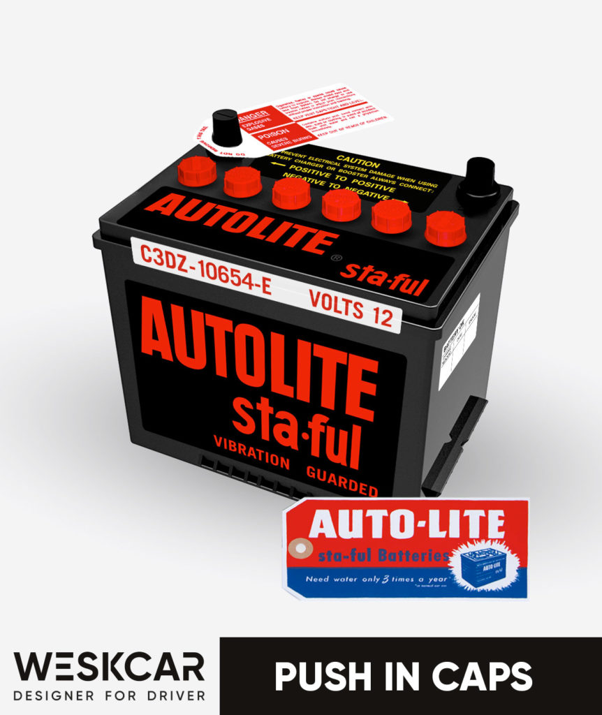 Autolite Battery Group 22 (1964-67) Push in Caps kit - WESKCAR