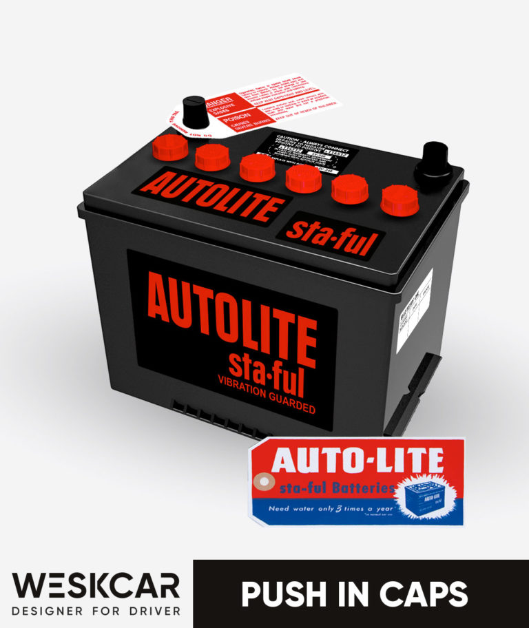 Autolite Battery Group 24 SV-24R red (1965-70) Push in Caps kit - WESKCAR