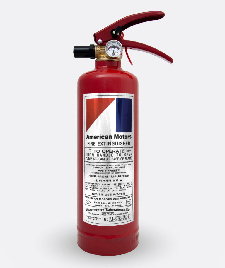 American Motors Fire Extinguisher sticker after 1970 - WESKCAR